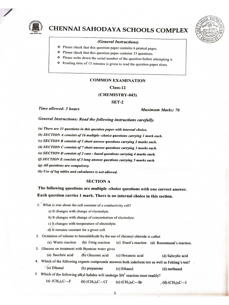 Chennai Sahodaya Set 2 | PDF