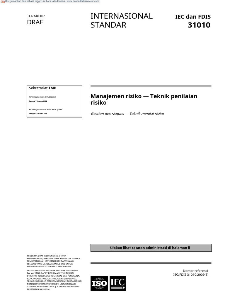 Iso 31010 - Risk Management Risk Assessment Techniques - En.id | PDF