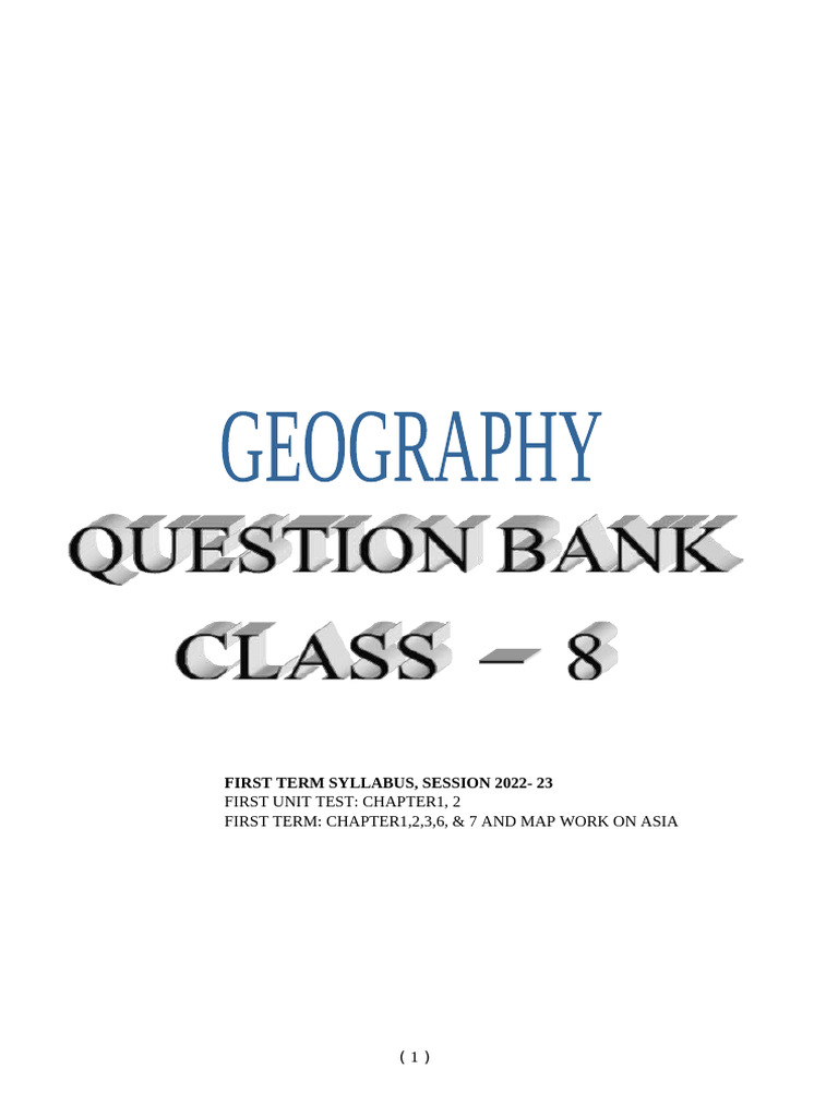 Geography Question Bank STD 8 | PDF | Human Migration | Contour Line