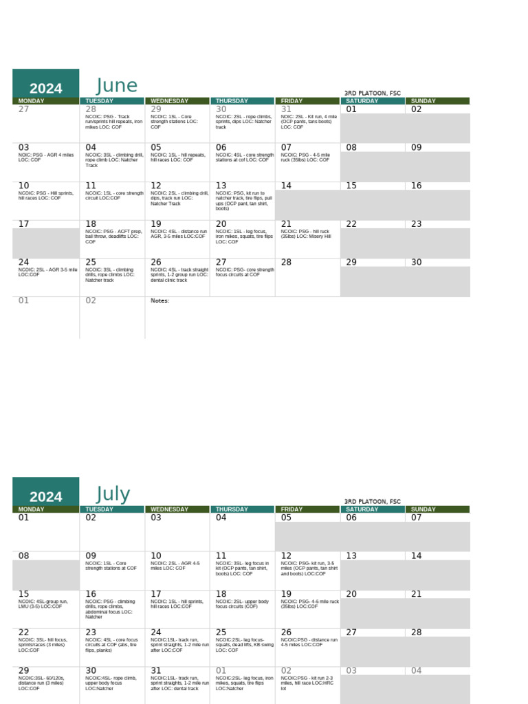 PT Calendar 3D PLT | PDF | Physical Exercise | Strength Training