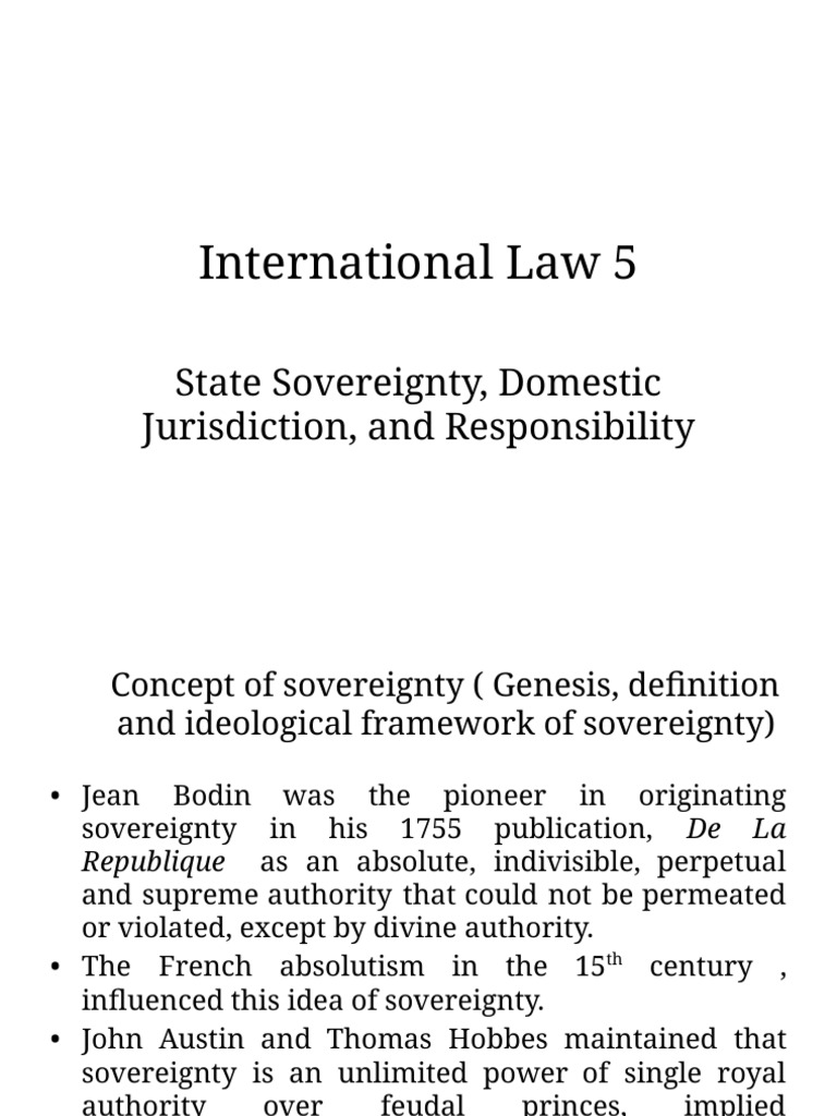 State Sovereignty, Domestic Jurisdiction, Responsibility | PDF ...
