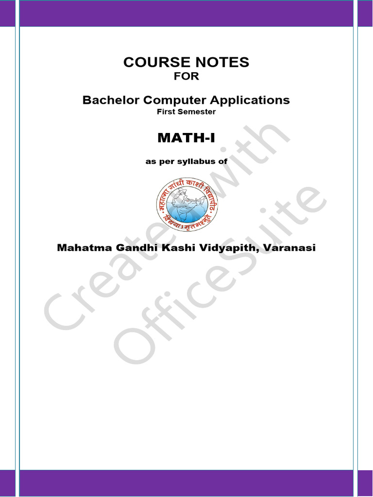 Bca Maths 1 | PDF | Integral | Matrix (Mathematics)