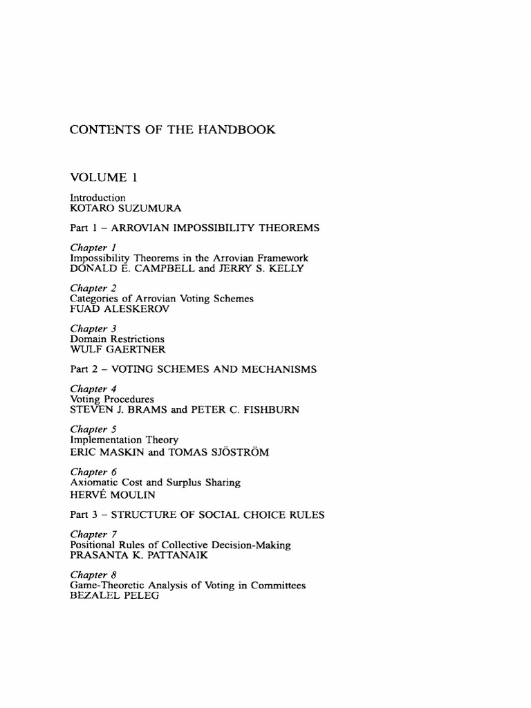 Handbook of Social Choice Theory | PDF