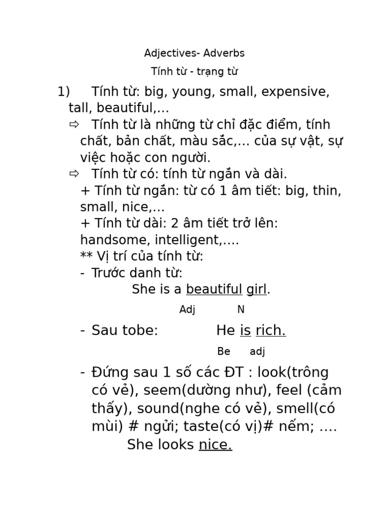 Adjectives Adv | PDF
