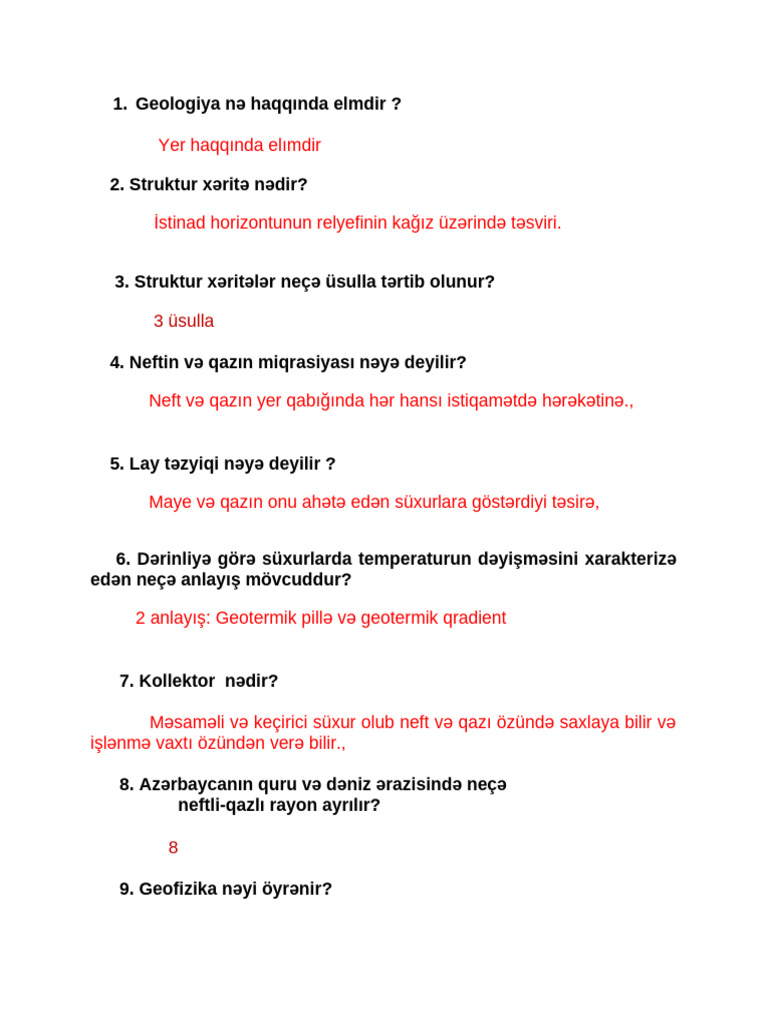 Geologiya VƏ Geofizika Şöbəsi | PDF