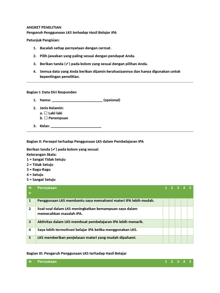 Survei LKS dan Hasil Belajar IPA | PDF