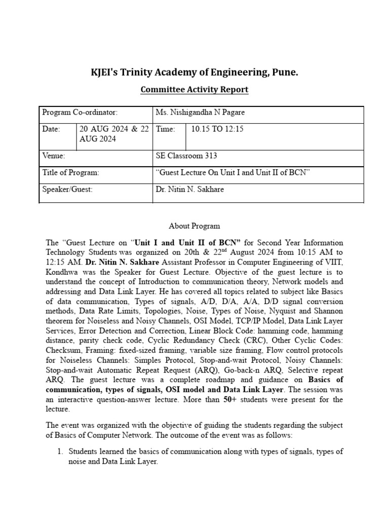 BCN Guest Lecture Report | PDF