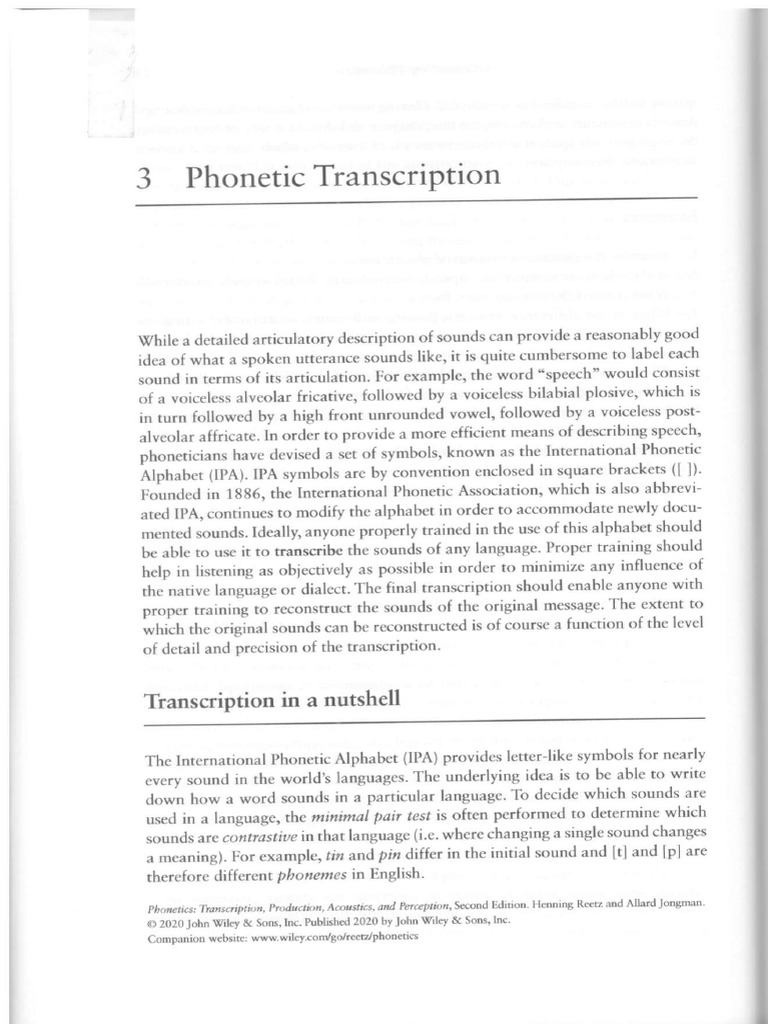 Phonetics Chapter3 Phonetic Transcription Pdf Phonetics Vowel 