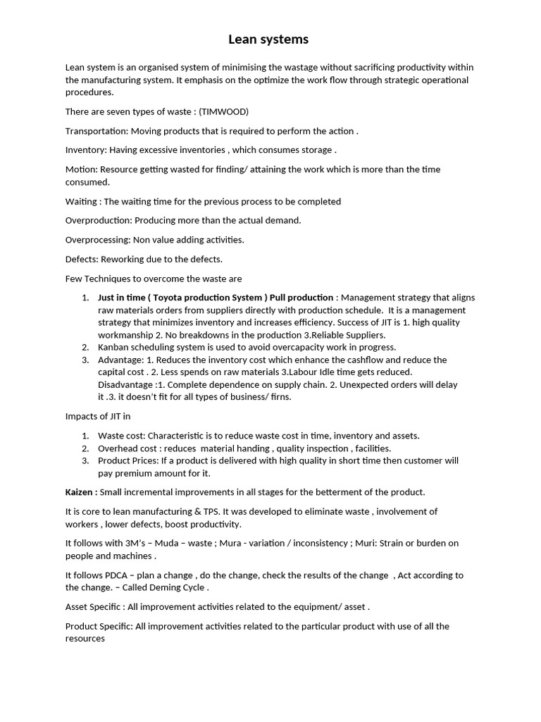 Lean system- costing | PDF | Lean Manufacturing | Six Sigma