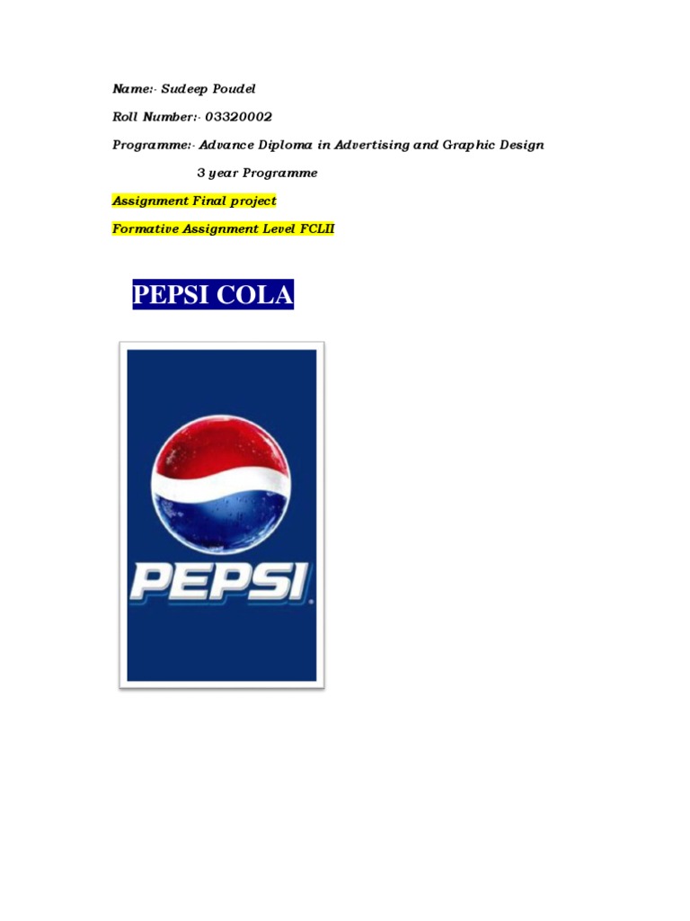 Pepsi Final Formative Assignment | PDF | Pepsi Co | Coca Cola