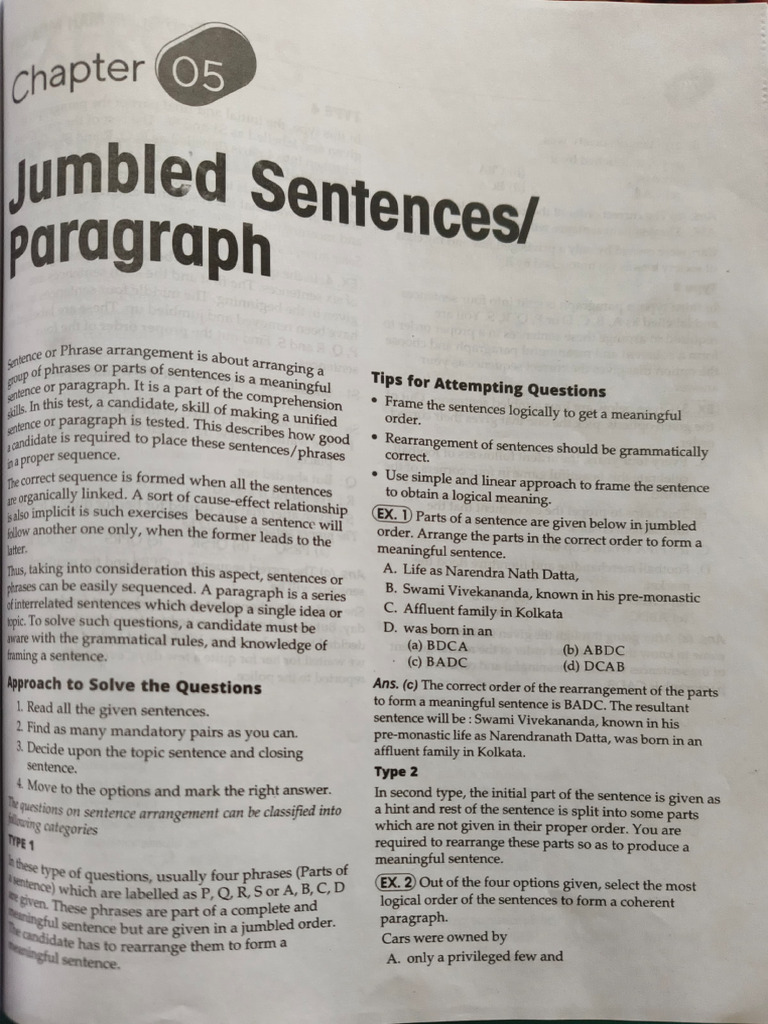 English Jumbled Sentence-Paragraph | PDF | Phrase | Language Mechanics