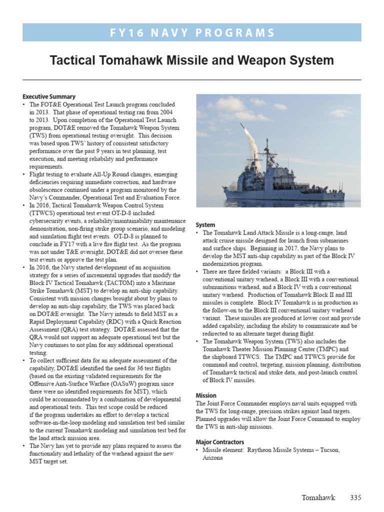 2016 Tomahawk | PDF | Warfare | Military Technology