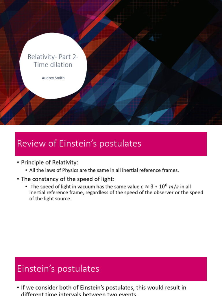 Topic 11- Relativity- Part 2-Time Dilation | PDF | Special Relativity ...
