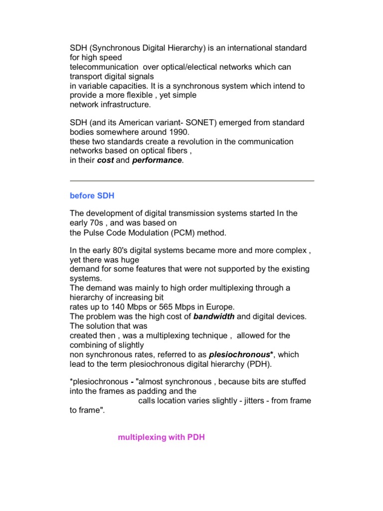 SDH: Revolutionized Telecom with Synchronous Digital Hierarchy Standard ...
