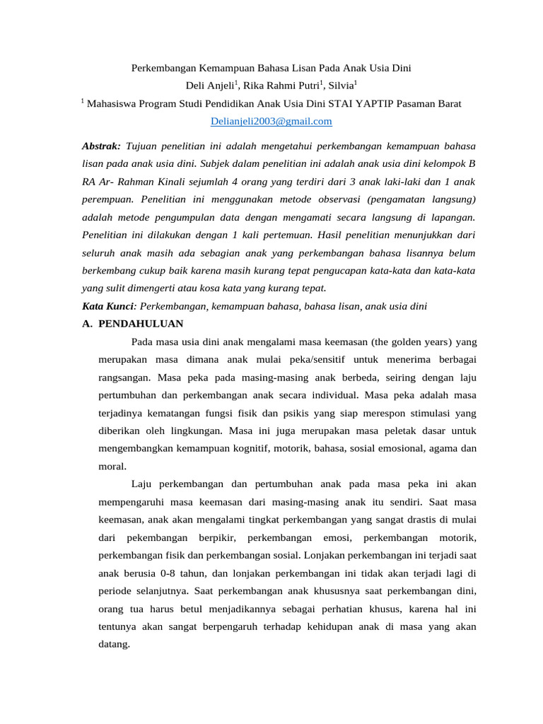 Lapor Observasi Rika, Isil & Deli | PDF