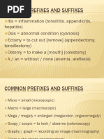 Prefixes and Suffixes | PDF | Pathology | Medical Specialties
