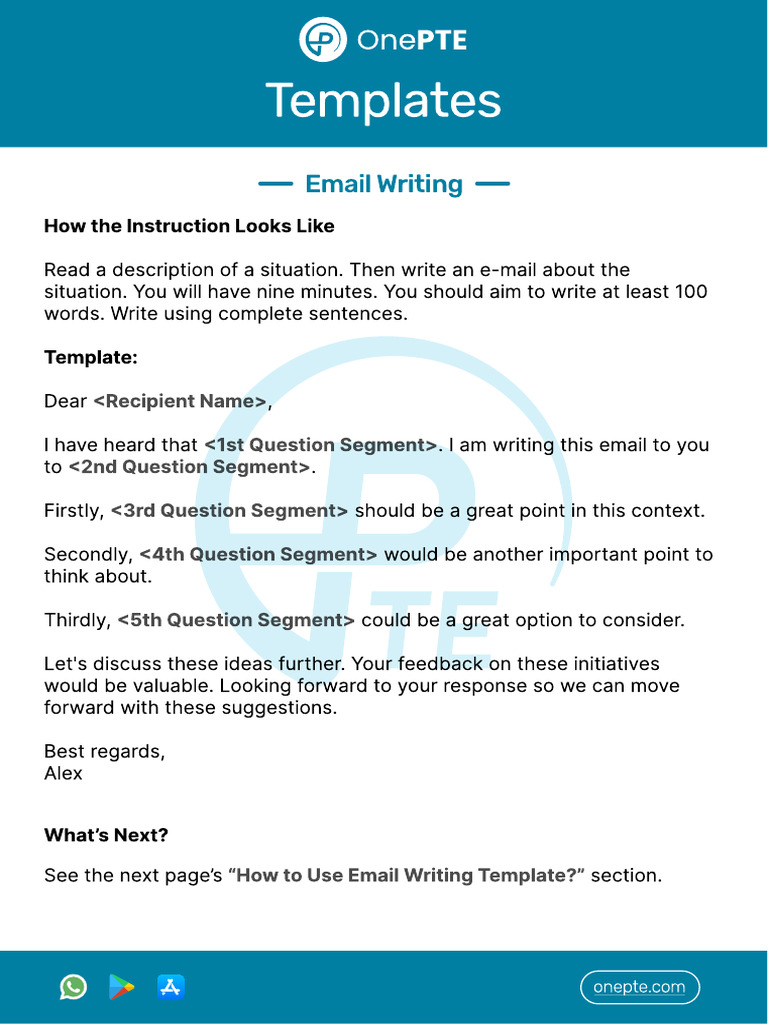 One PTE Email Writing Template v1.1 | PDF
