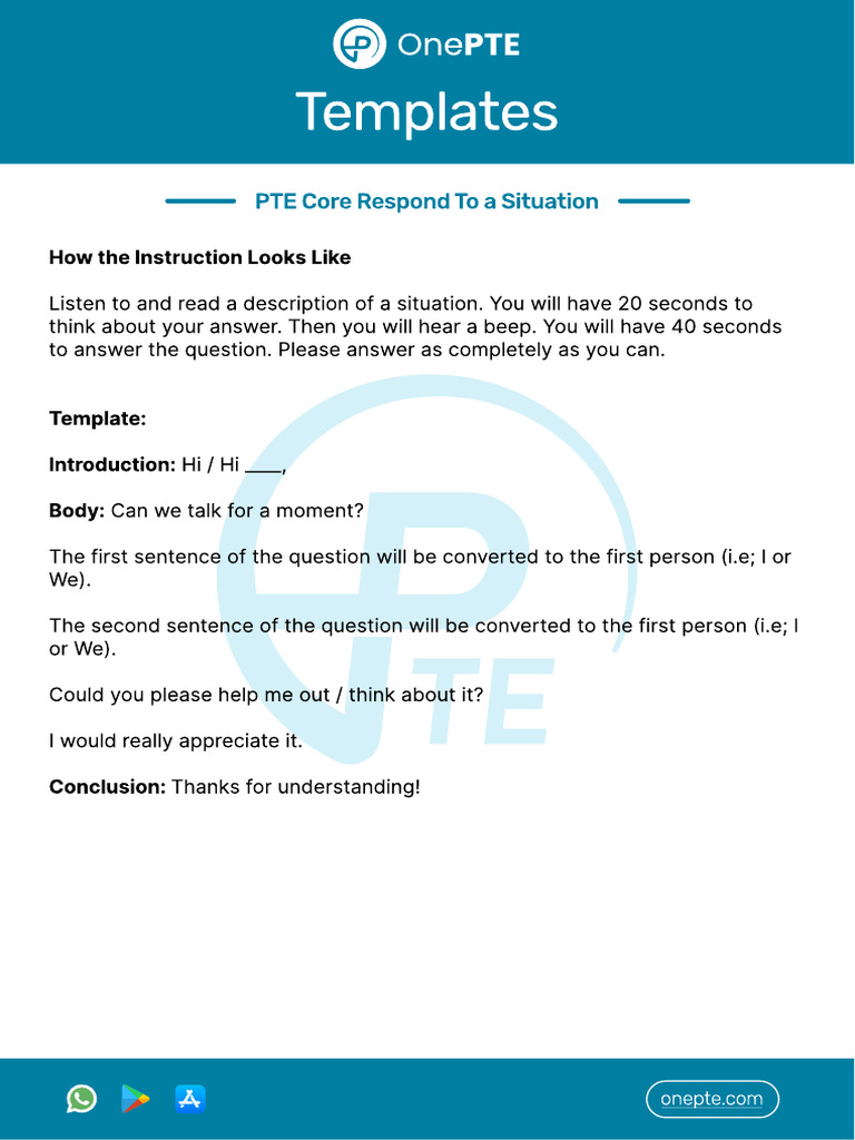 One PTE Core Respond To A Situation Template | PDF
