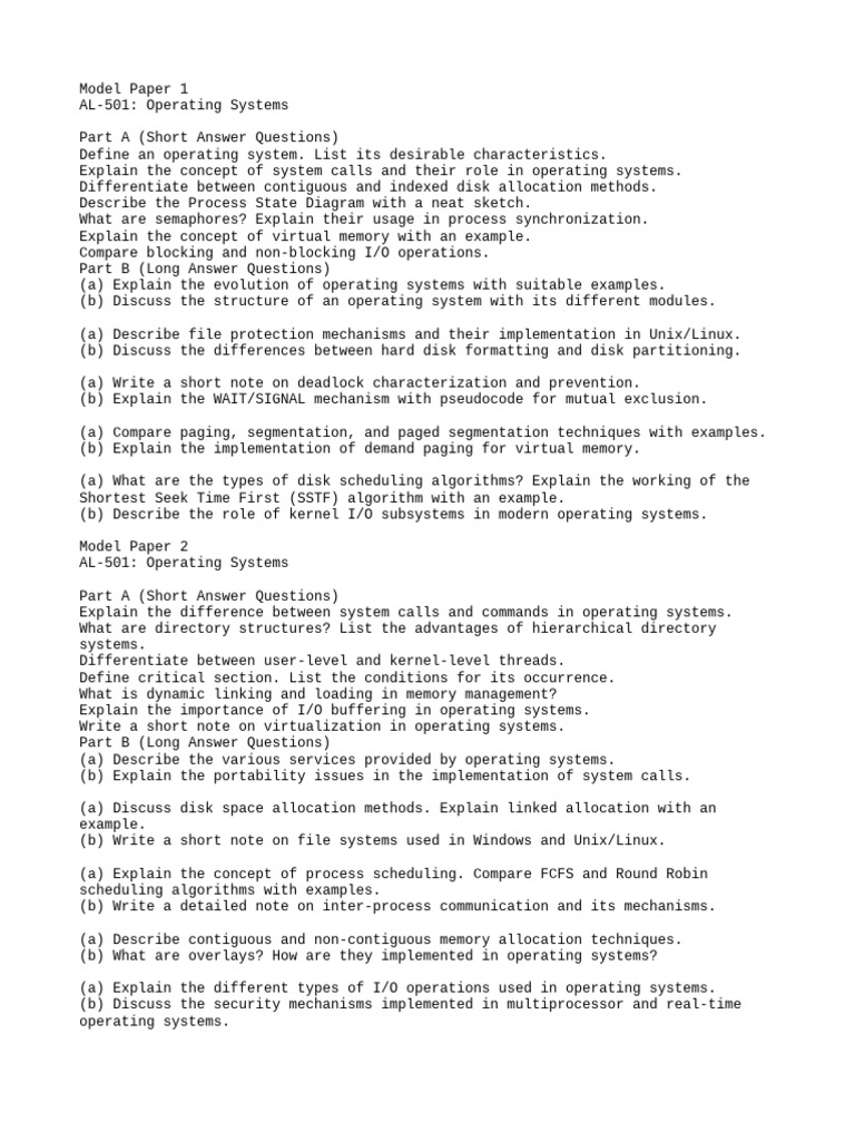Model Paper 1 | PDF | Operating System | Scheduling (Computing)