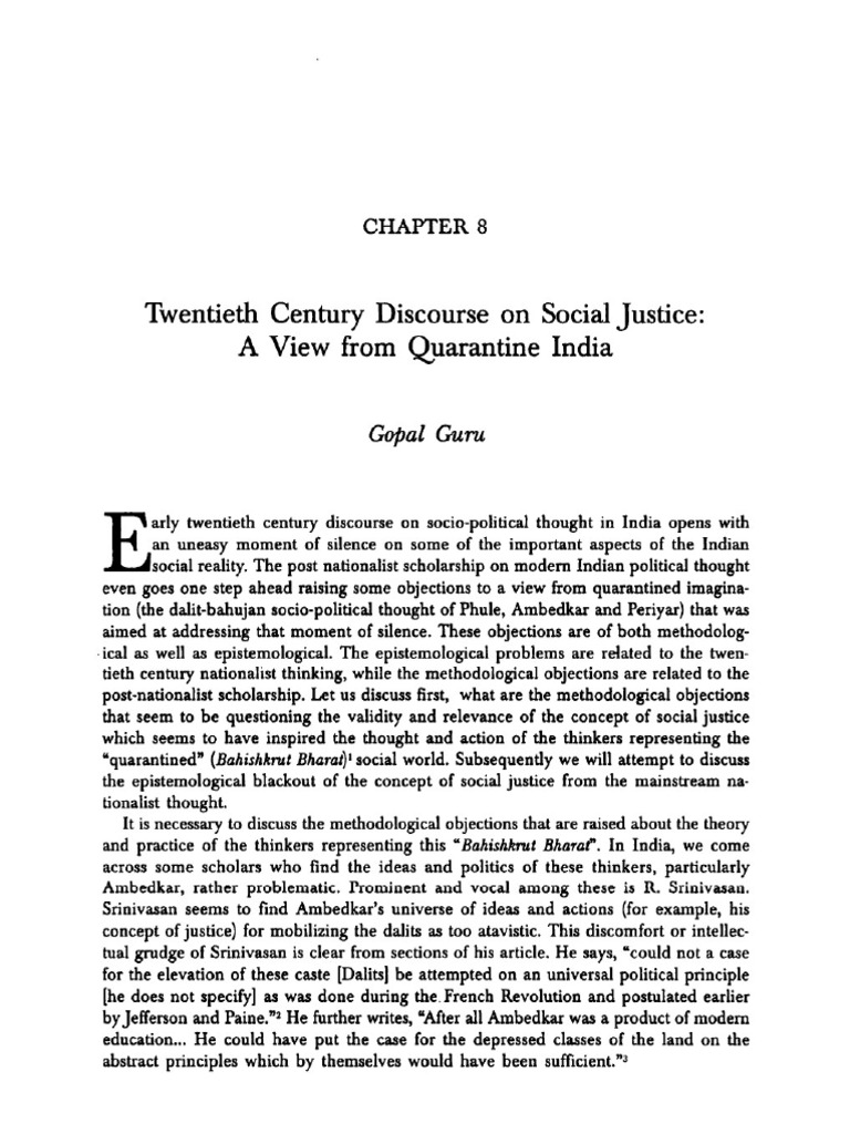 Gopal Guru Full Chapter On Social Justice Quarentine India | PDF