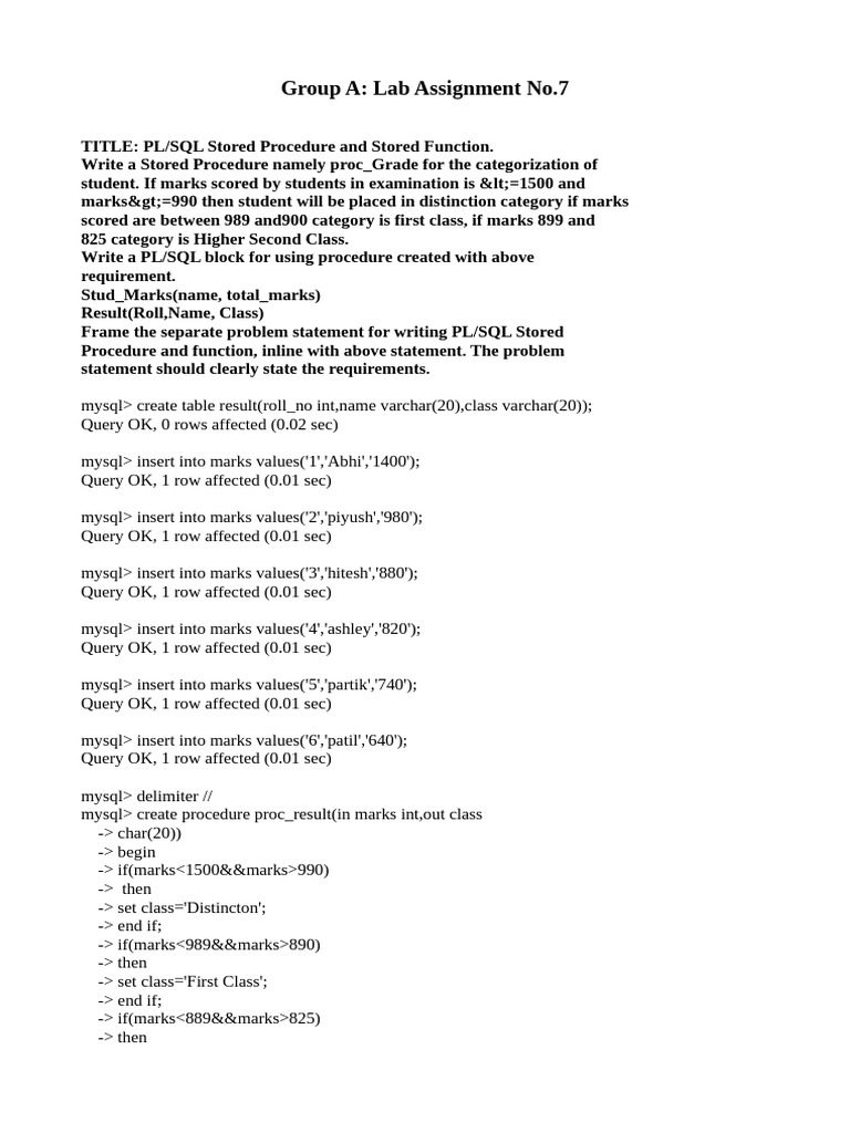 group (A) 5 | PDF | Pl/Sql | Sql