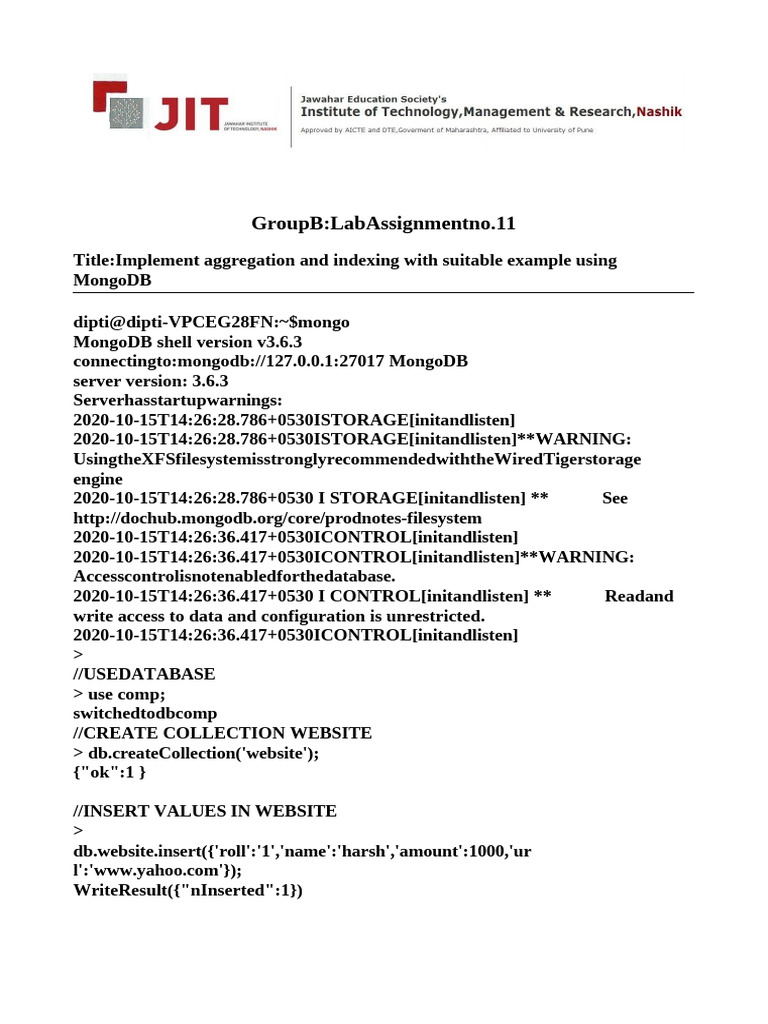 Group(B)-2 | PDF | Mongo Db | Distributed Computing Architecture