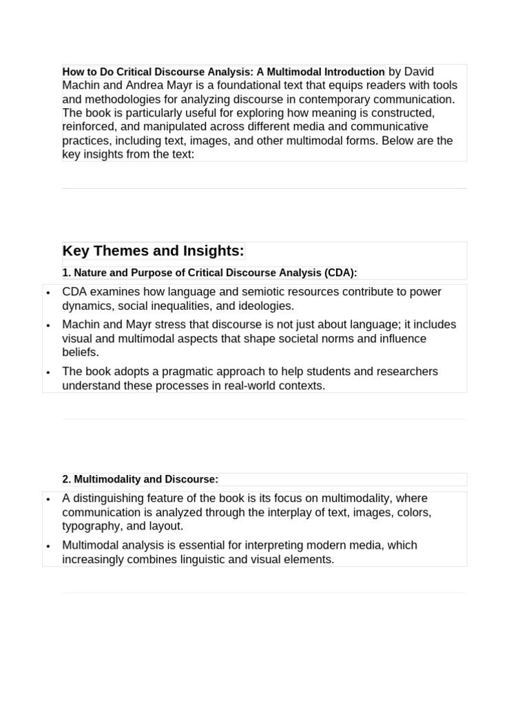 Multimodal Critical Discourse Analysis Guide | PDF | Framing (Social ...