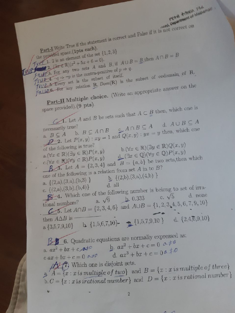 Math For SS Midterm Exam 1 (DiU) | PDF