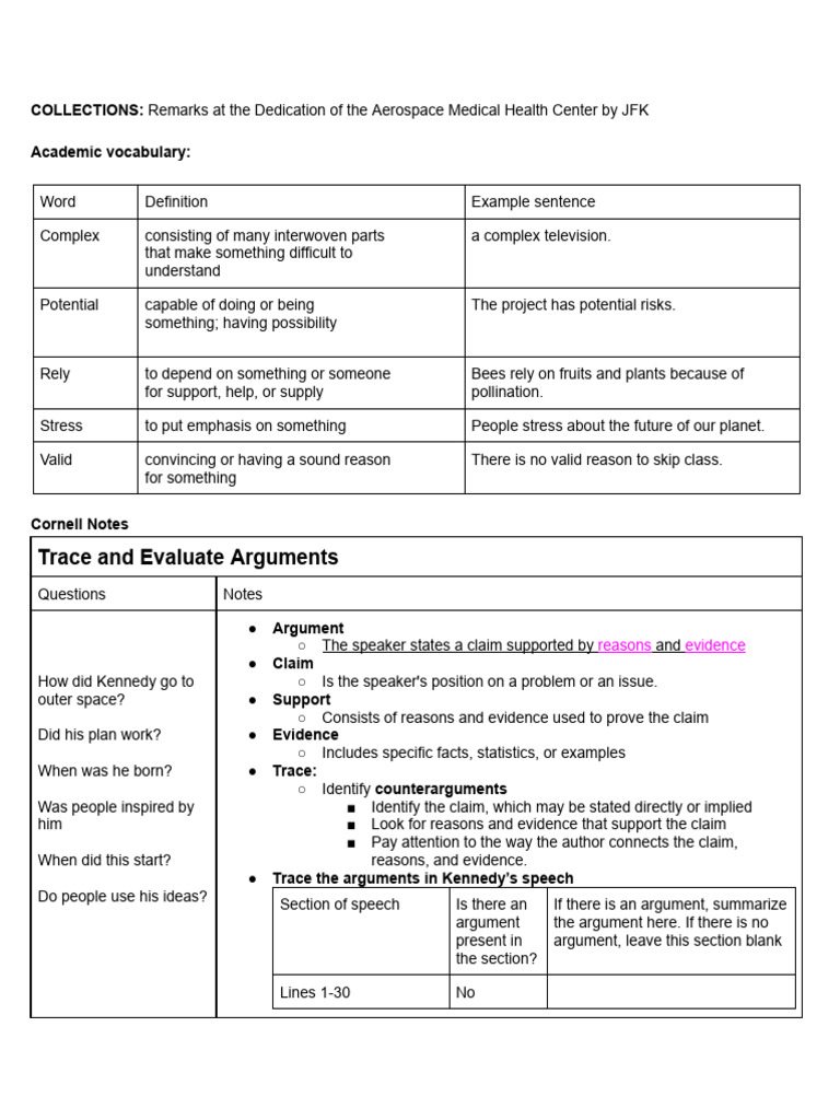 COLLECTIONS - JFK, Trace and Evaluate Arguments | PDF | Argument | Reason