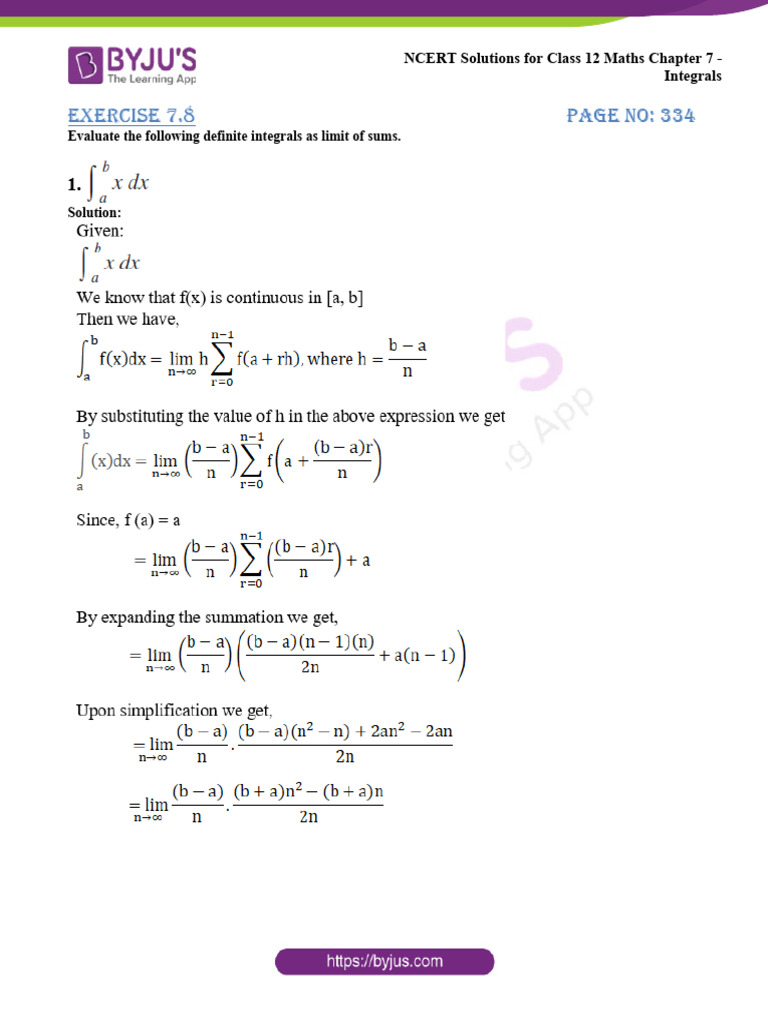 NCERT Solutions For Class 12 Maths Chapter 7 Integrals Exercise 7 8 | PDF