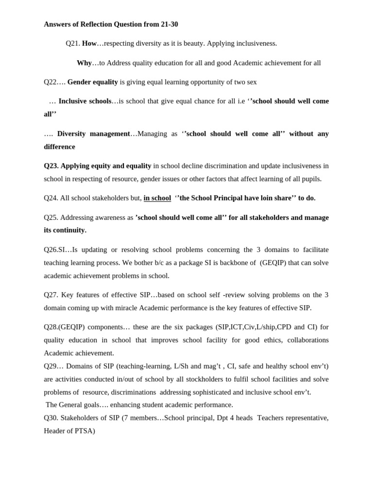 Answers of Reflection Question From 21-2 | PDF