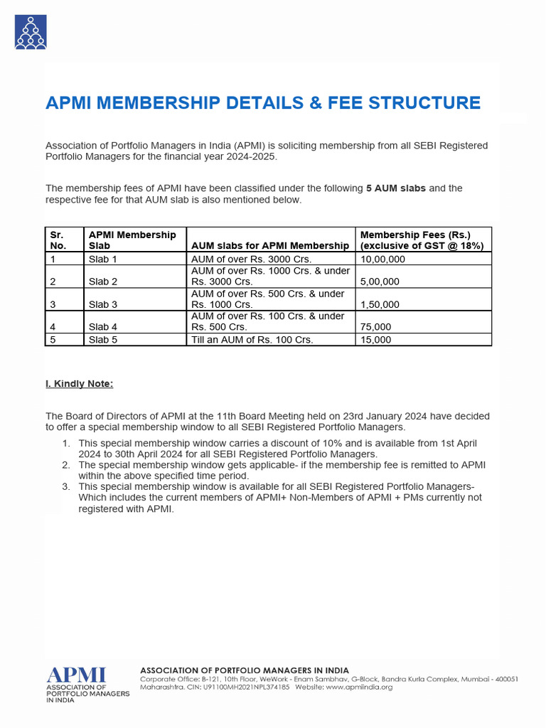 APMI Membership Fees 2024-2025 | PDF | Value Added Tax | Taxes