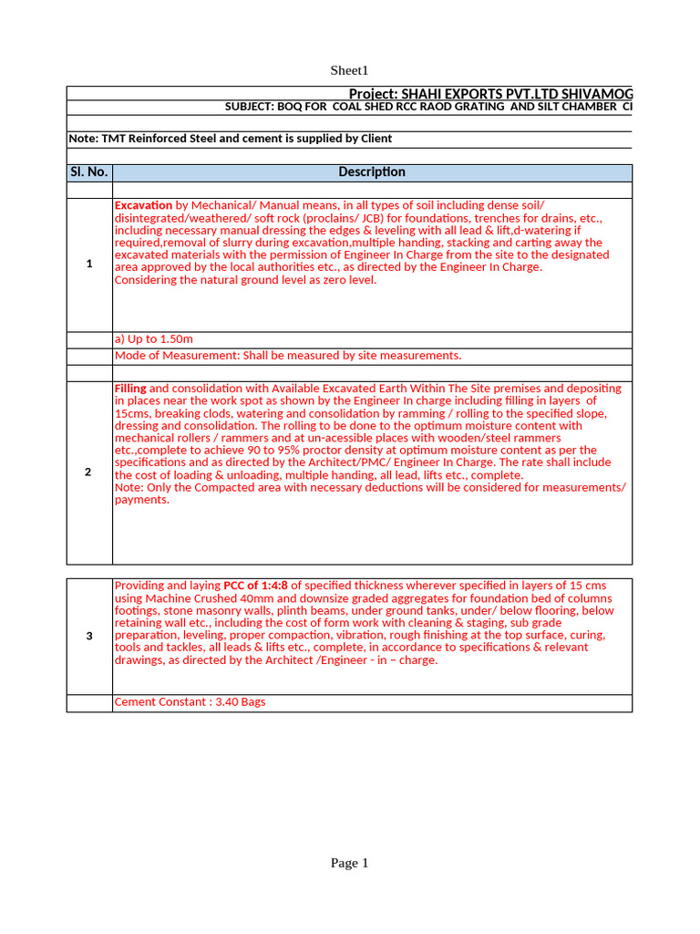 BOQ-Scrap yard | PDF | Concrete | Building Engineering