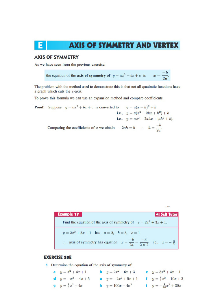 03.10.2024 2z AXIS OF SYMMETRY AND VERTEX | PDF