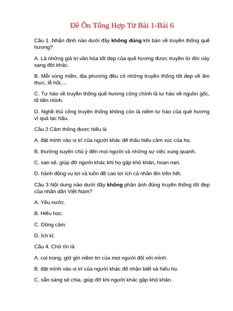 Đề Ôn Tổng Hợp Lớp 7C | PDF