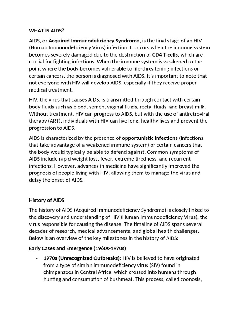 Understanding AIDS and HIV Progression | PDF | Hiv/Aids | Hiv