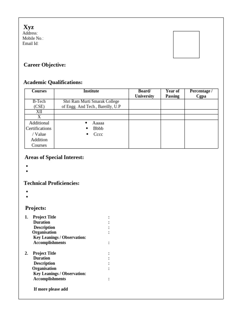 CV for Technical Position | PDF
