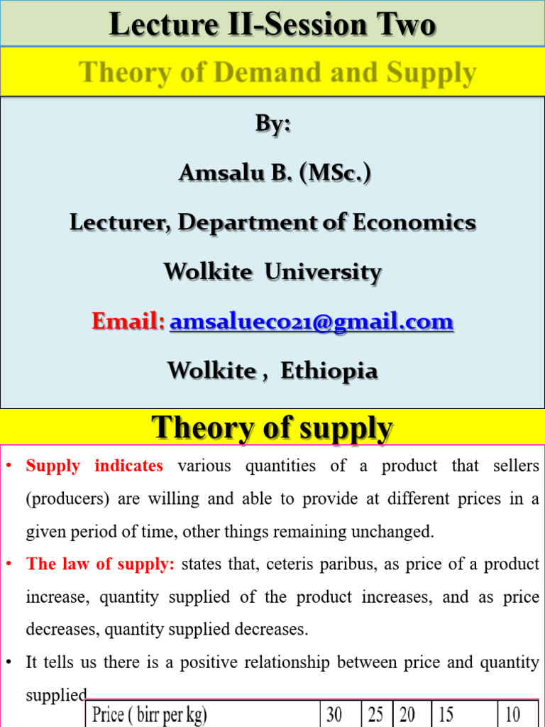 Lecture 2, Theory of Demand and Supply-Session 2@WKU | PDF