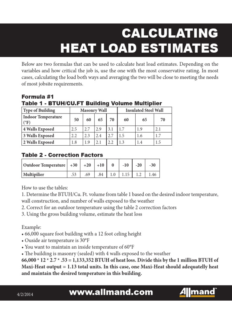 Calculating Heat Load Estimates | PDF | Temperature | Multiplier ...