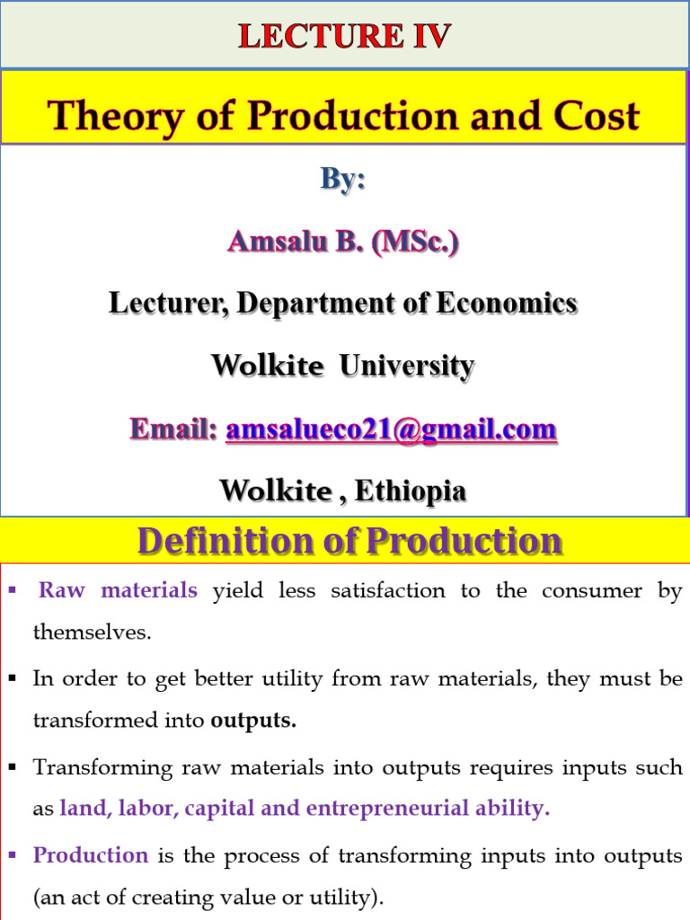 Lecture 4, Theory of Production and Cost@WKU | PDF | Production ...