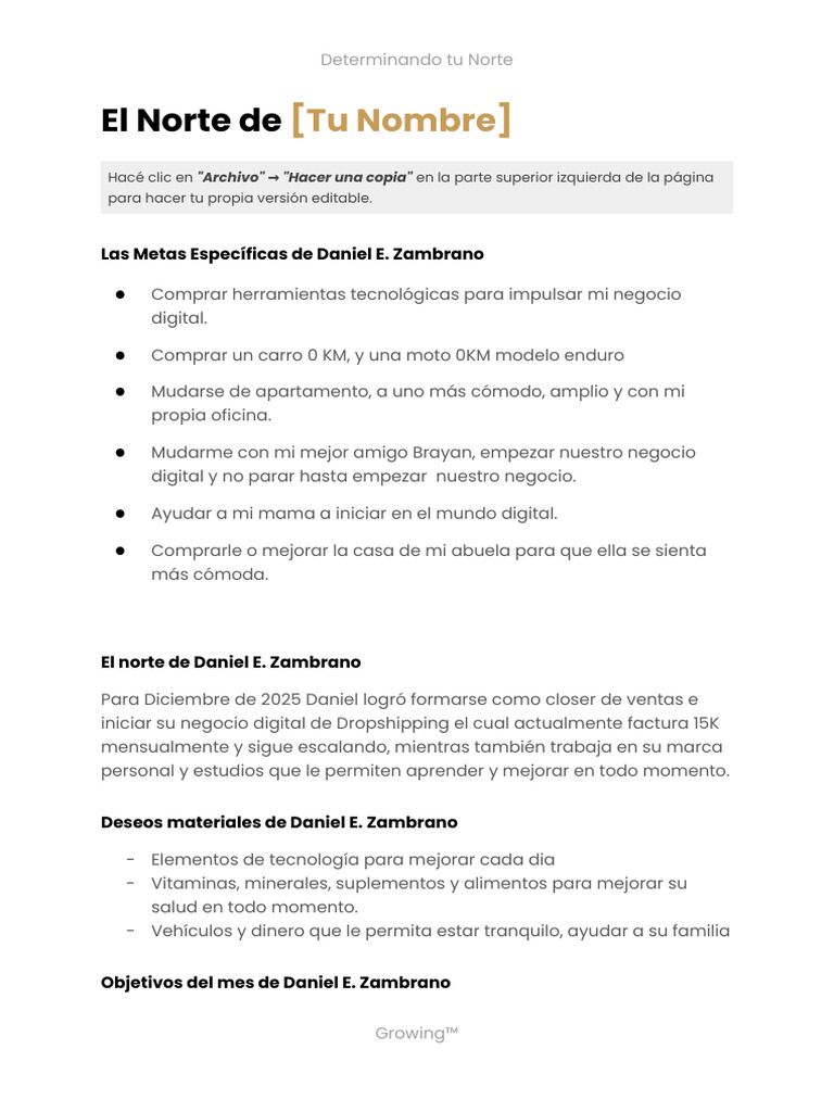 Worksheet 03 - Determinando Tu Norte | PDF
