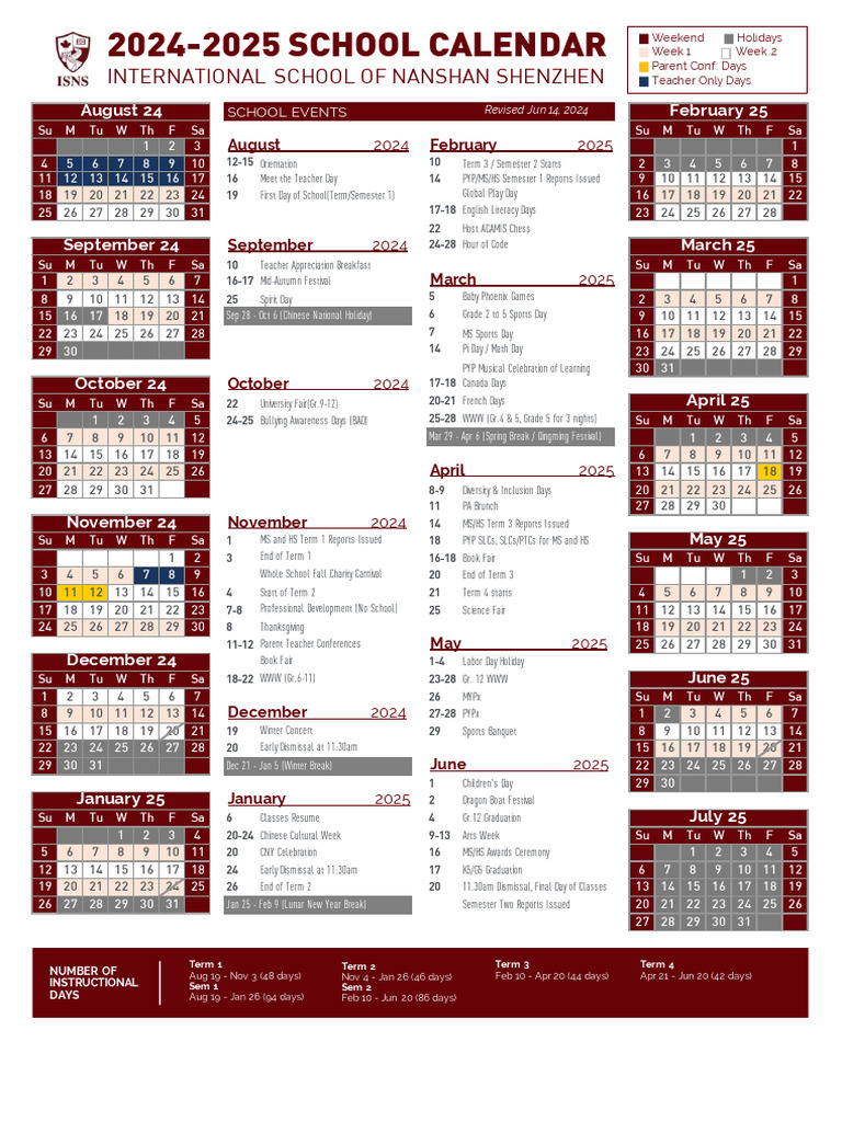 2024-2025 School Calendar | PDF | Observances | Festival