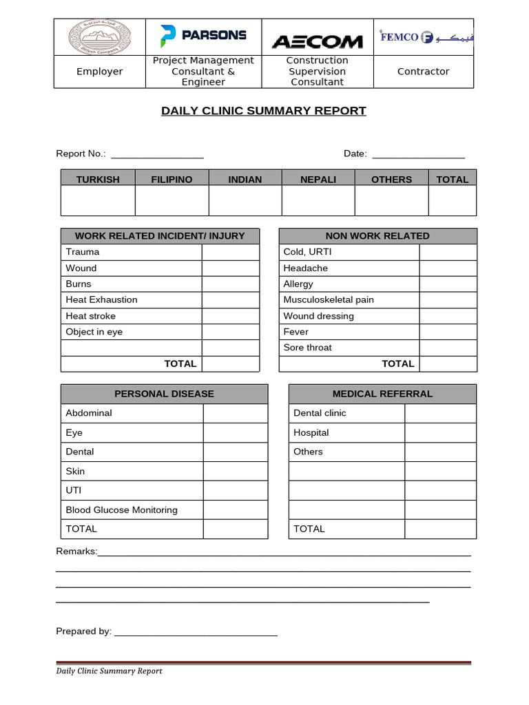 Daily Clinic Summary Report | PDF