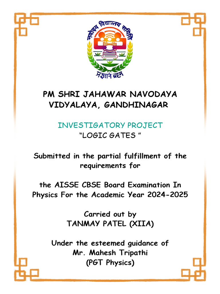 TANMAY PHYSICS INVESTIGATORY PROJECT-merged | PDF | Logic Gate ...