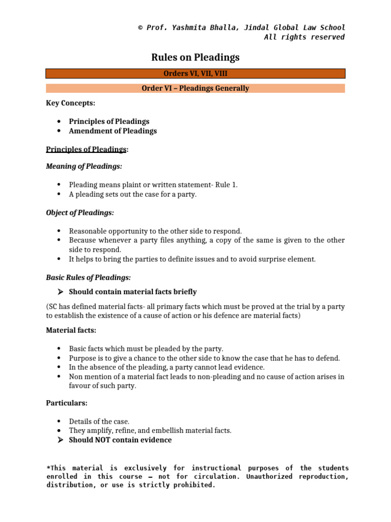 Handout 5 - Rules On Pleadings | PDF | Lawsuit | Pleading