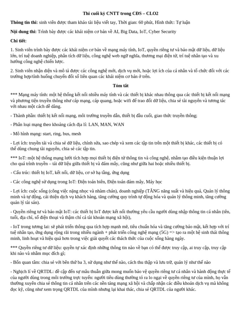 Noi Dung thi CK 2024_2025 (1) | PDF