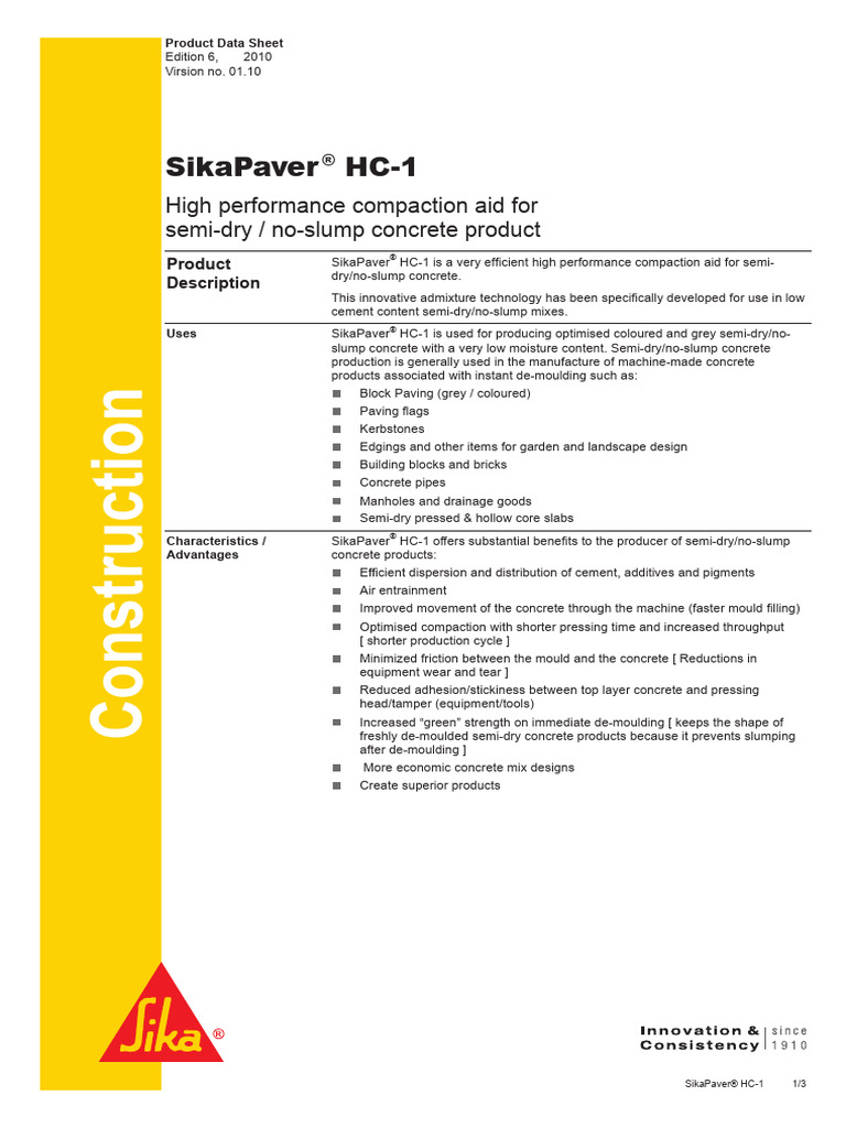 Sika 1 | PDF | Concrete | Materials