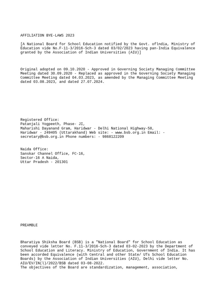 Affiliation Bye Laws | PDF | Vedas | Teachers