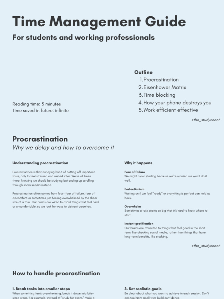 Time Management Guide @the - Studycoach | PDF