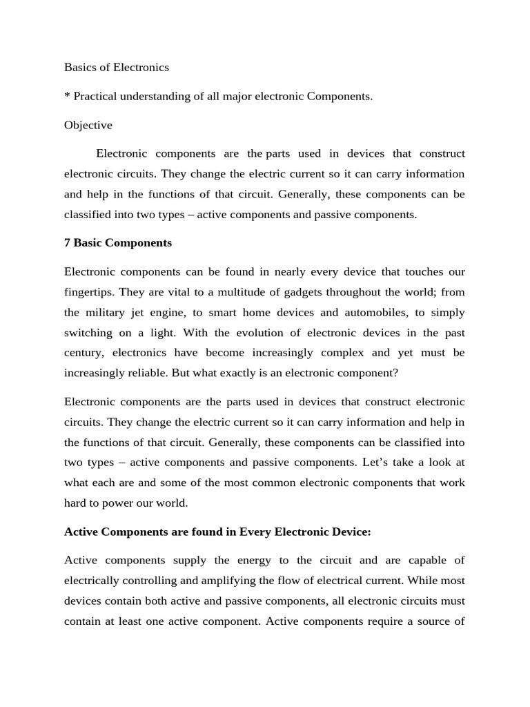 Basics of Electronics | PDF | Diode | P–N Junction